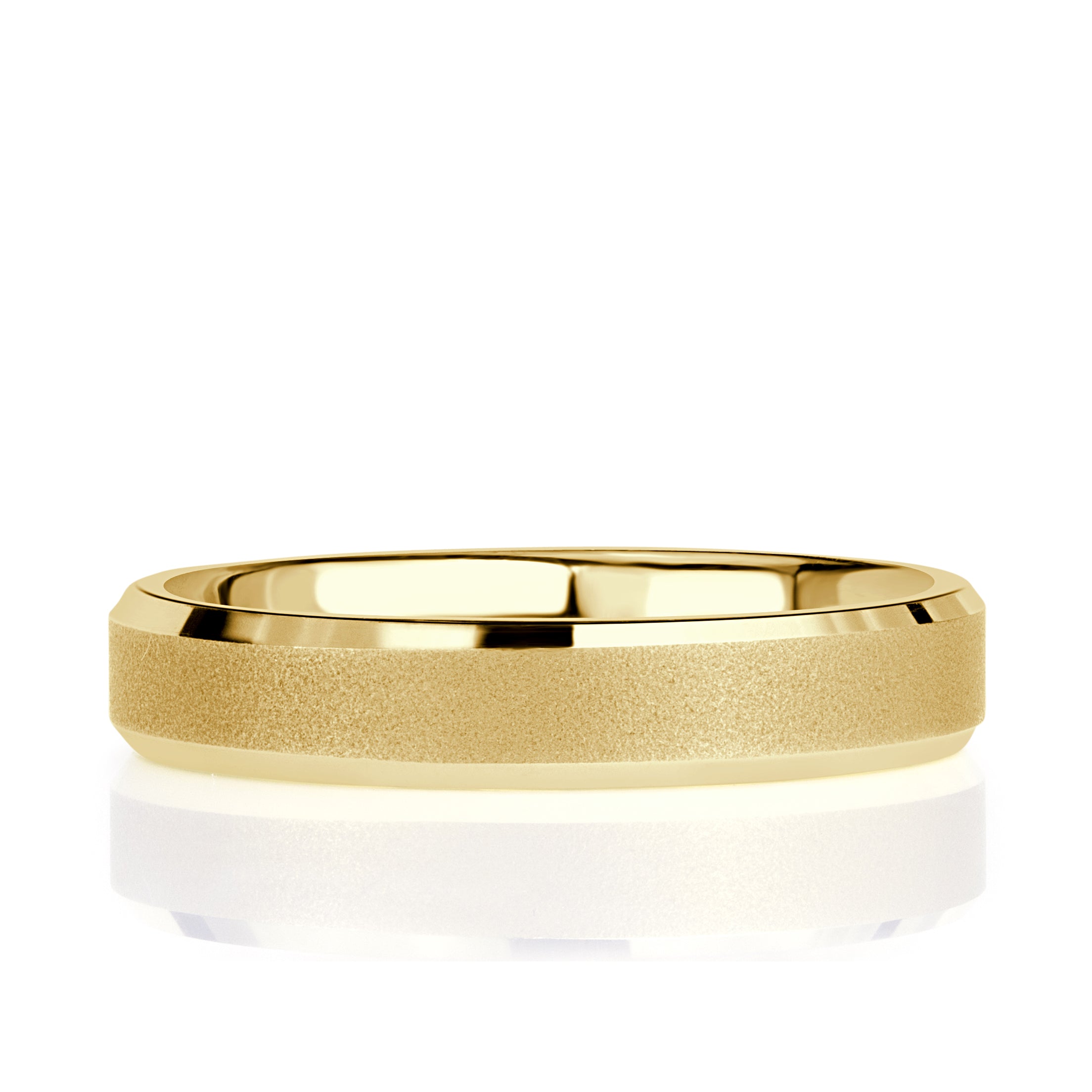 Sandblast Center Polished Bevel Edge Men's Wedding Band 4mm – Mark Broumand