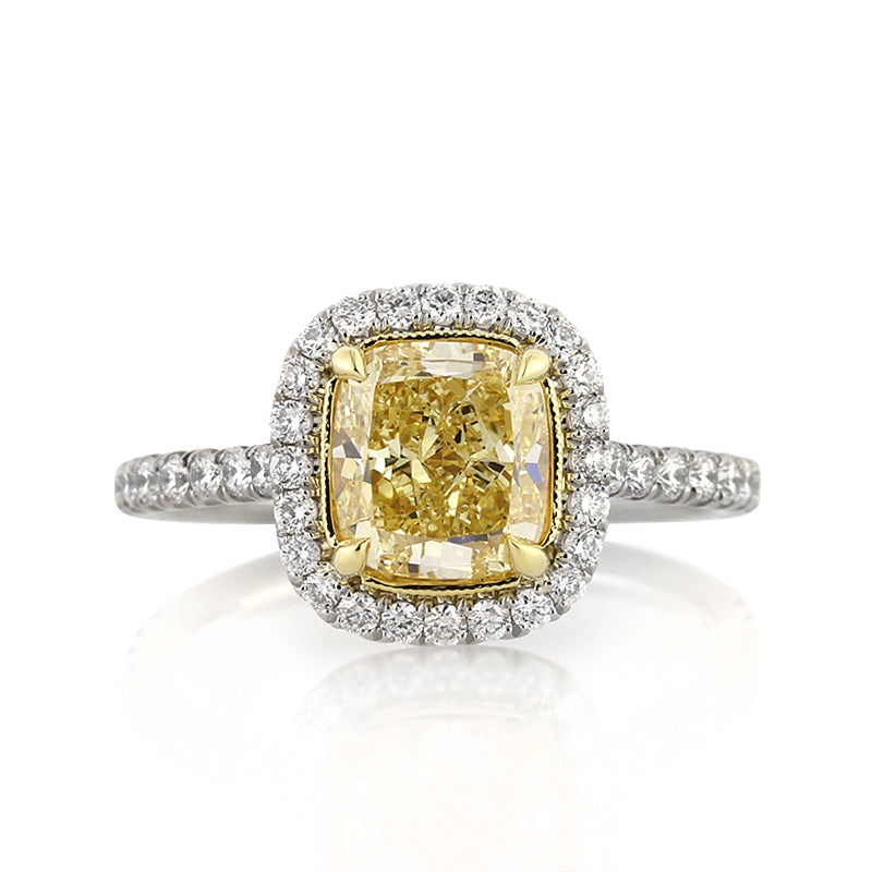 2.86ct Fancy Yellow Cushion Cut Diamond Engagement Ring – Mark Broumand