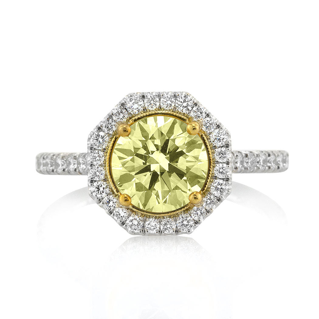 2.65ct Fancy Light Yellow Round Brilliant Cut Diamond Engagement Ring ...