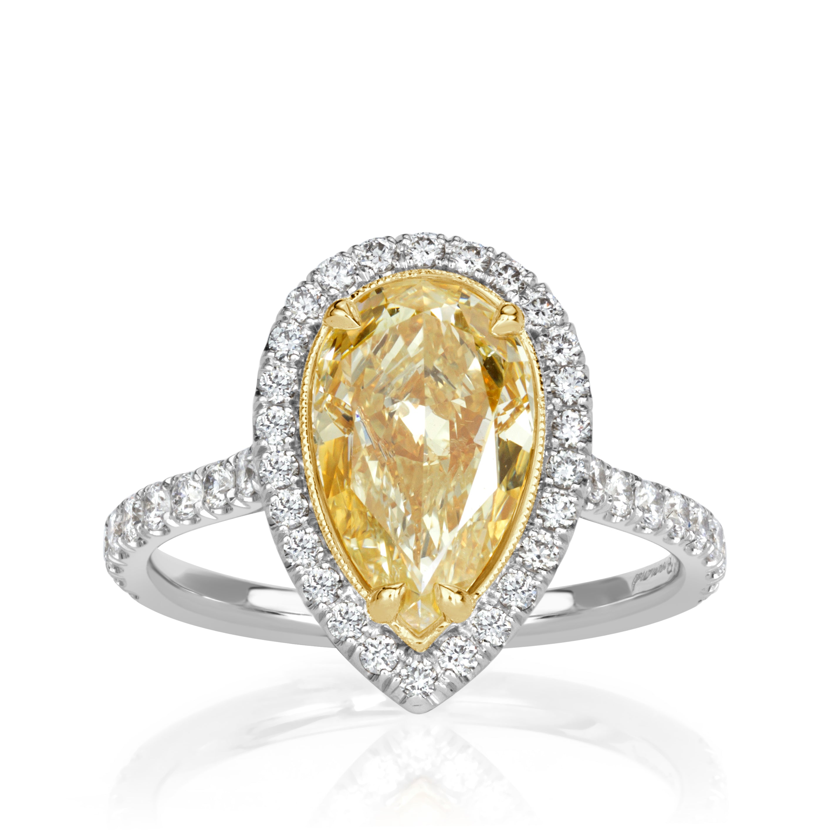 3.15ct Fancy Light Yellow Pear Shaped Diamond Engagement Ring – Mark ...